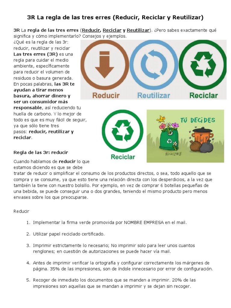 3R La Regla de Las Tres Erres | PDF | Reciclaje | Residuos