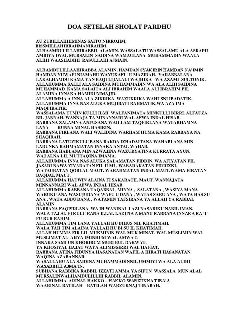Doa Setelah Sholat Pardhu | PDF