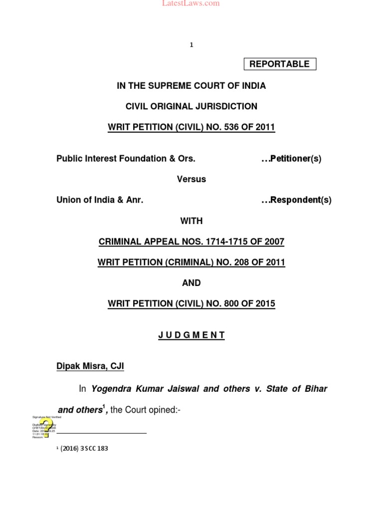 Supreme Court Judgment On Politicians With Criminal Cases | PDF | Crime ...