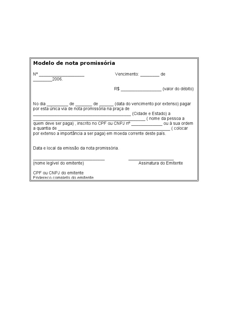 Modelo de Nota Promissoria | PDF