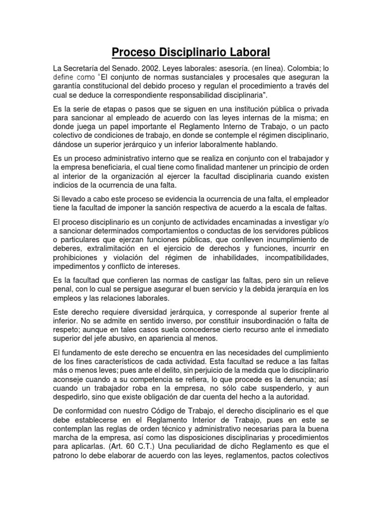 Proceso Disciplinario | PDF | Derecho laboral | Servicio Civil