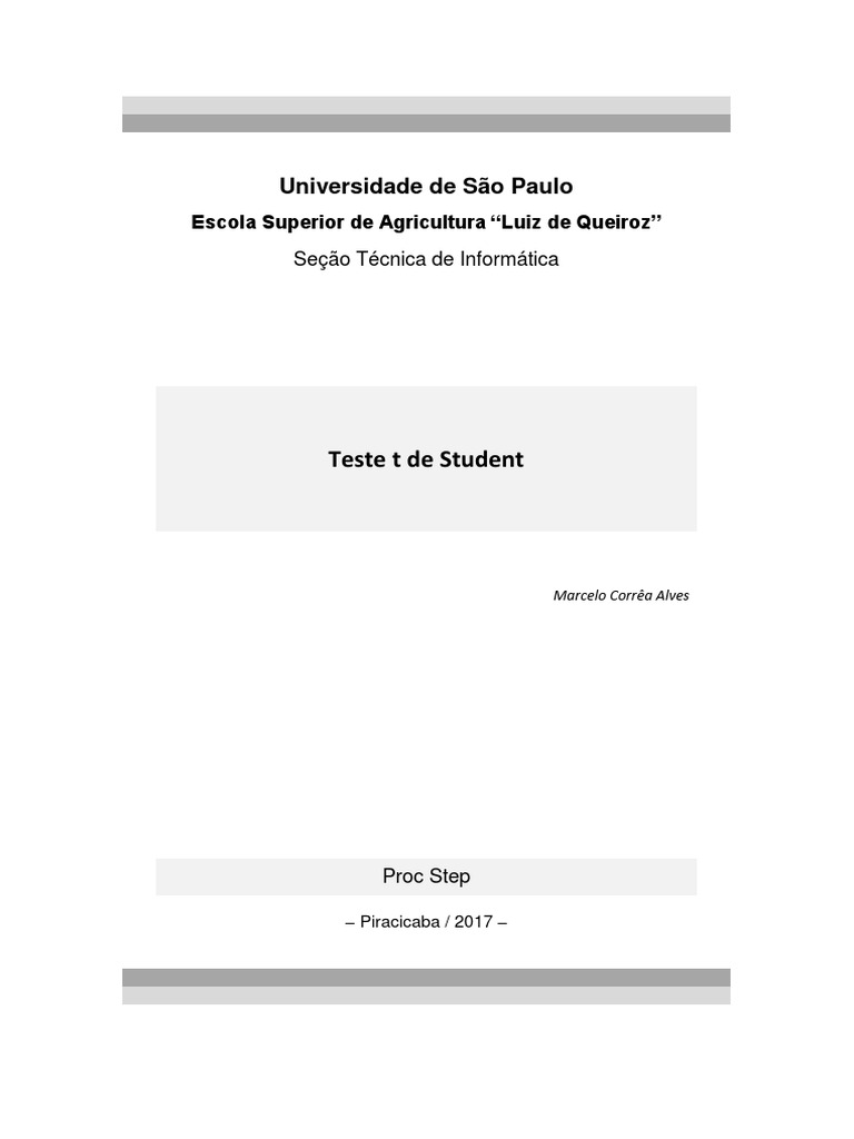 Teste T Student | PDF | Teste de hipótese estatística | Teste T de Student