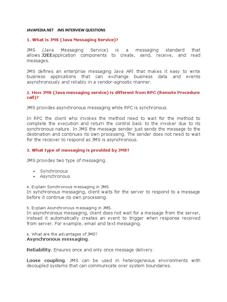 What Is Jms Java Messaging Service Synchronous Asynchronous Pdf Areas Of Computer