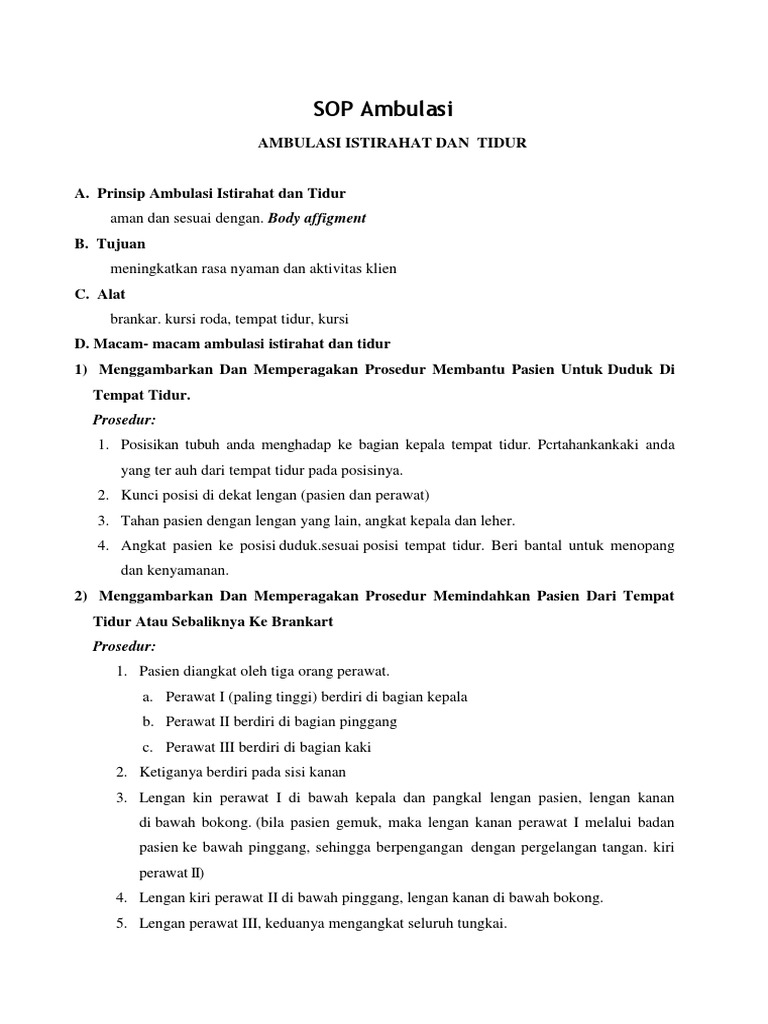 SOP Ambulasi | PDF | Kesehatan Holistik