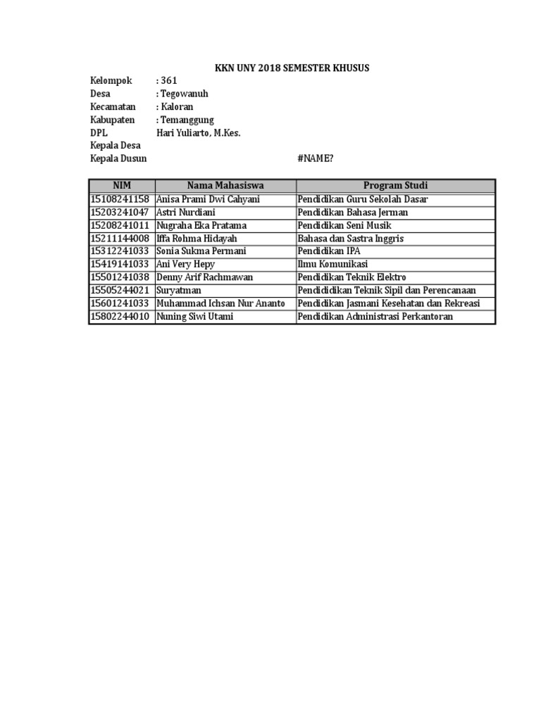 Matriks KKN 358 | PDF