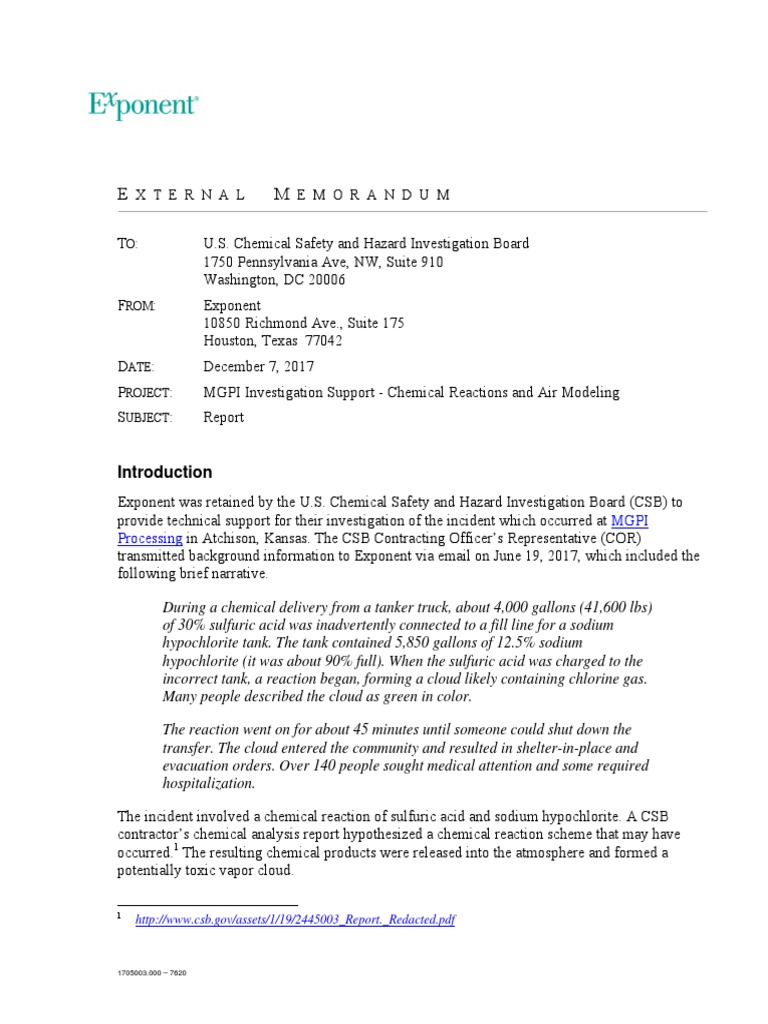 Xternal Emorandum: Mgpi Processing | PDF | Acid | Chlorine