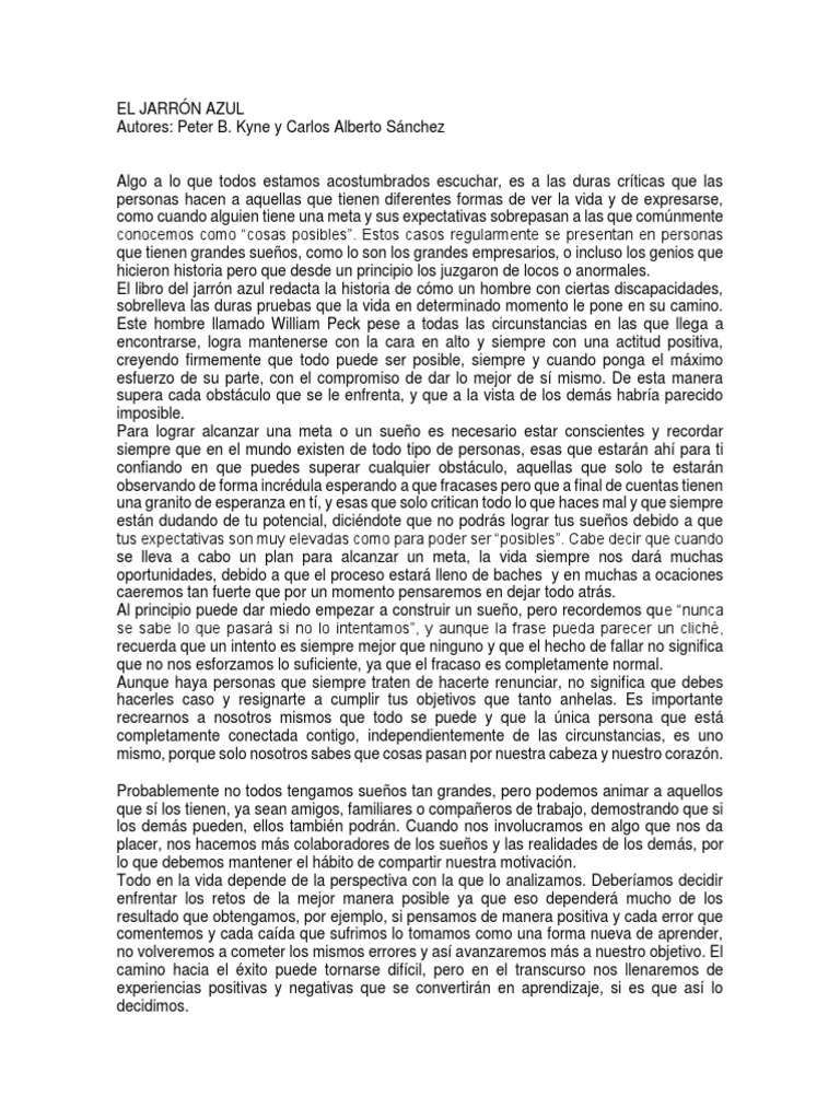 Ensayo de El Jarrón Azul | PDF | Felicidad | Aprendizaje