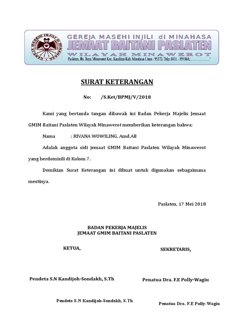 Surat Keterangan - Sidi | PDF