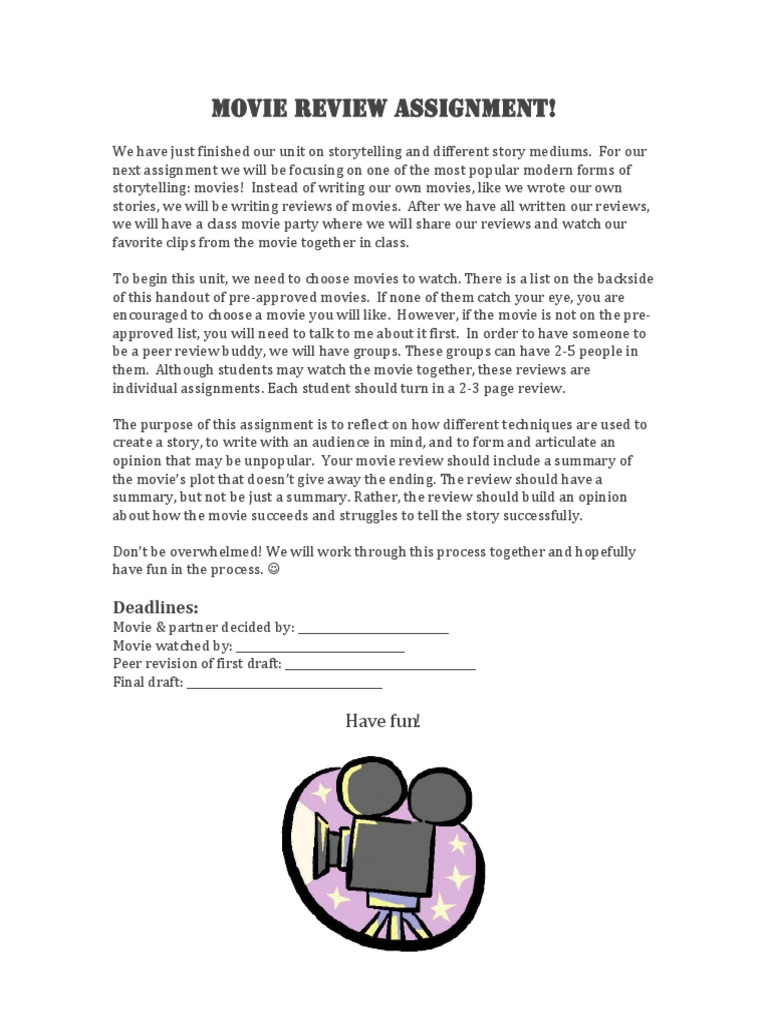 Movie Review Assignment | PDF | Question