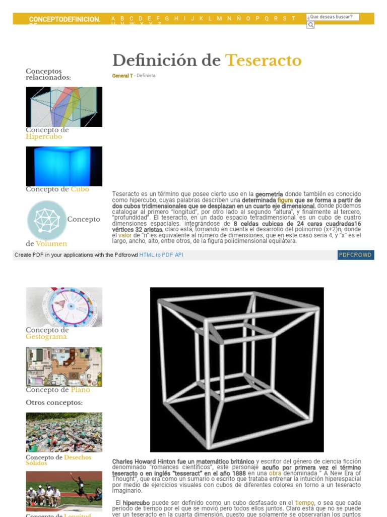 Conceptodefinicion de Teseracto | PDF | Geometría | Geometría euclidiana