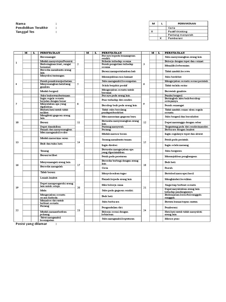 Form Psikotes Disc | PDF