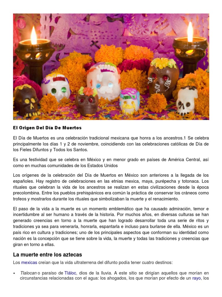El Origen Del Día de Muertos | PDF | Cultura de las Americas ...