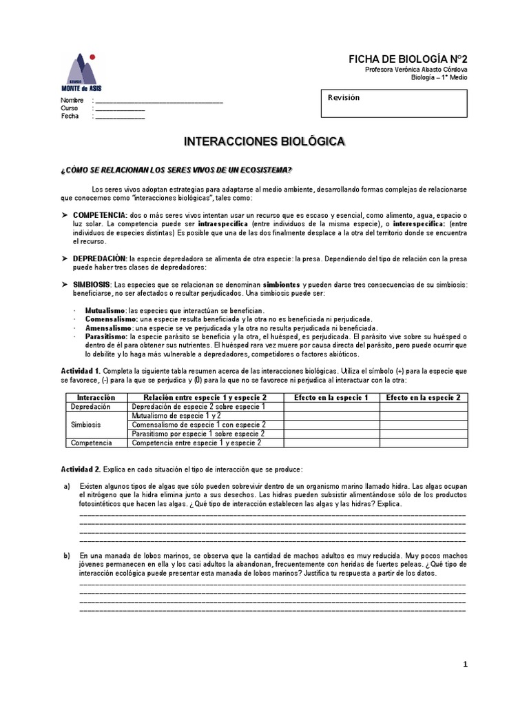 Interacciones Biológicas en Ecosistemas | PDF | Organismos | Ecología