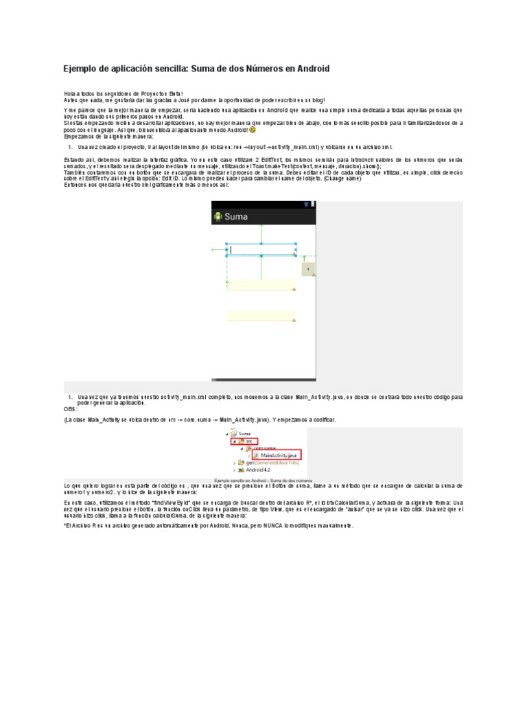 Suma 2 Num Android | PDF | Java (lenguaje de programación) | Xml