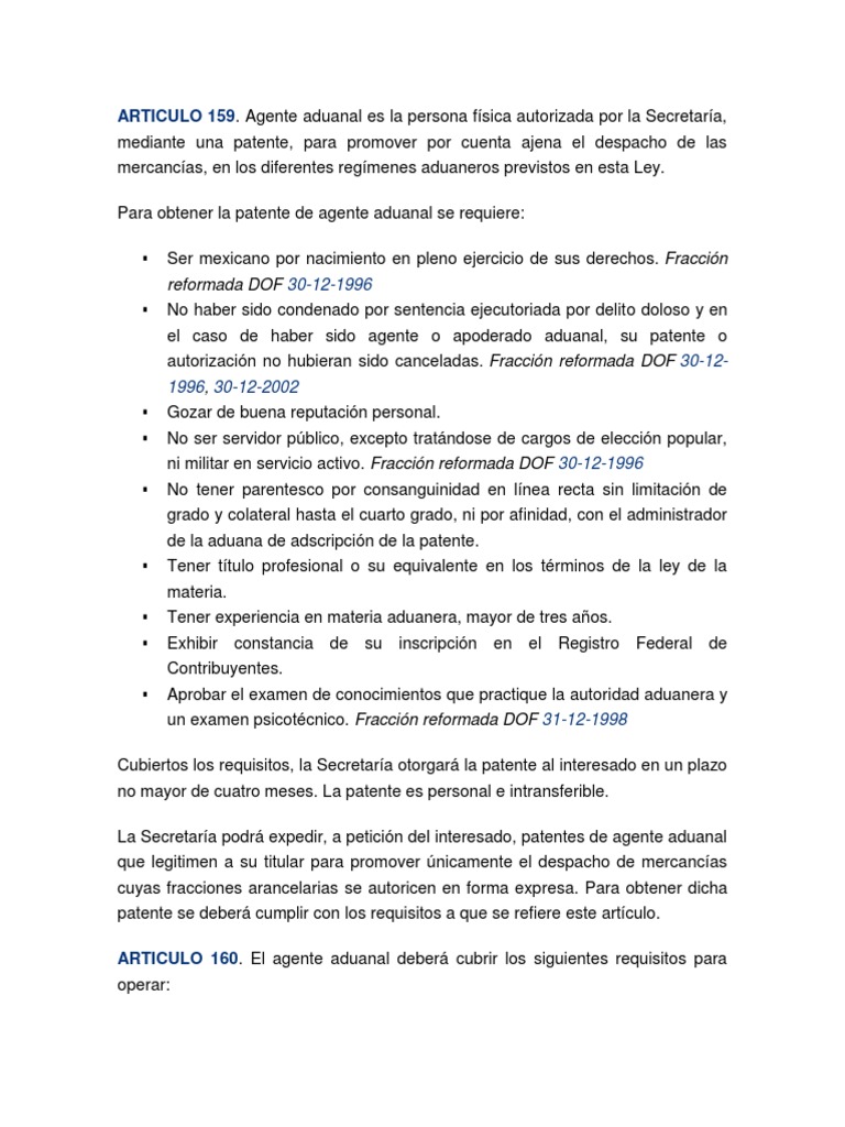 Articulo 159 | PDF | aduana | Gobierno