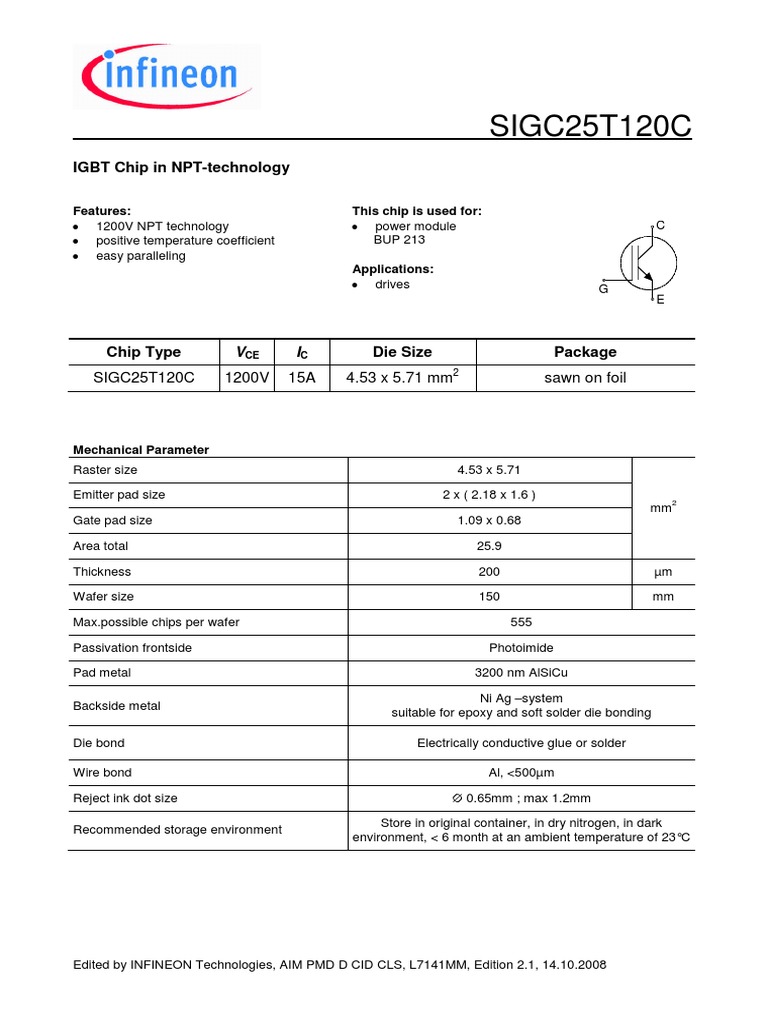 Bup 213 Sigc25t120c | PDF | Integrated Circuit | Computer Engineering