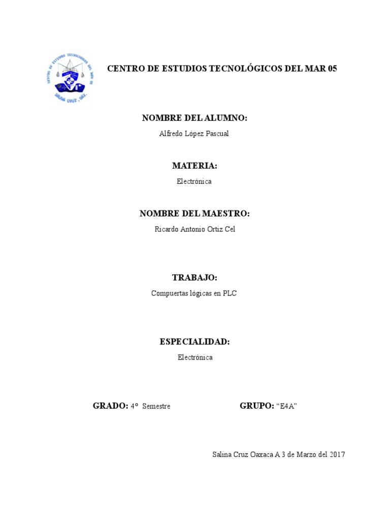 Practica 1 Compuertas Logicas en PLC | PDF | Controlador lógico ...