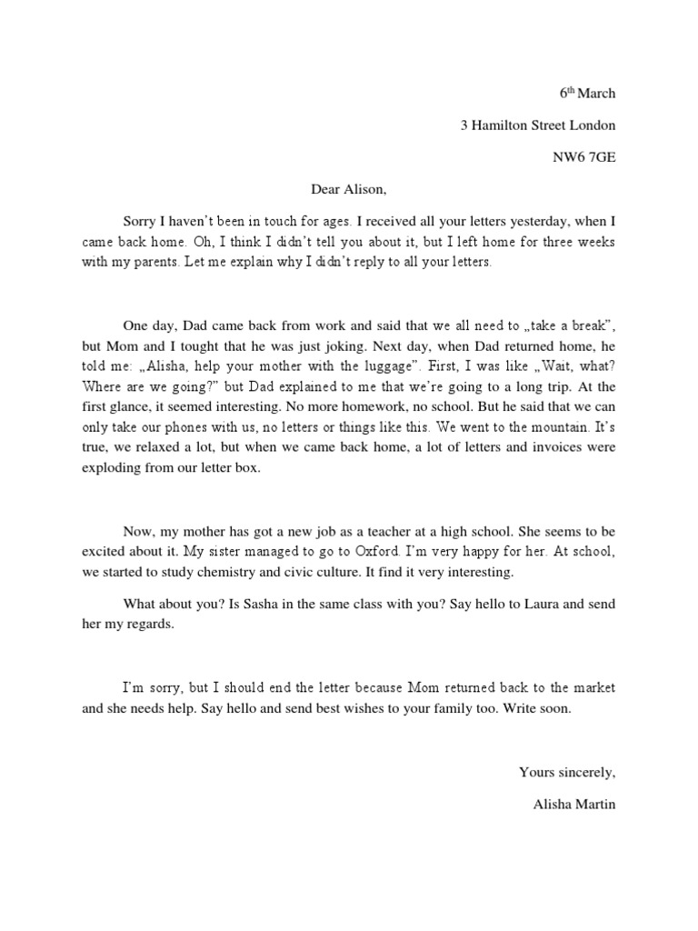 Informal Letter To A Friend - English | PDF