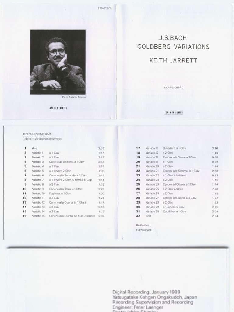 Keith Jarrett - J.S. Bach - Goldberg Variations - 1988 | PDF