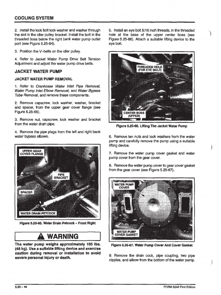 Jacket Water Pump Overhauling Procedure | PDF