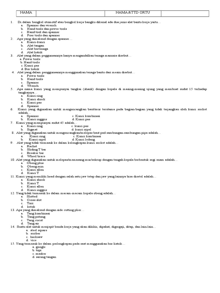 Soal Uts Pdto 10 TSM | PDF