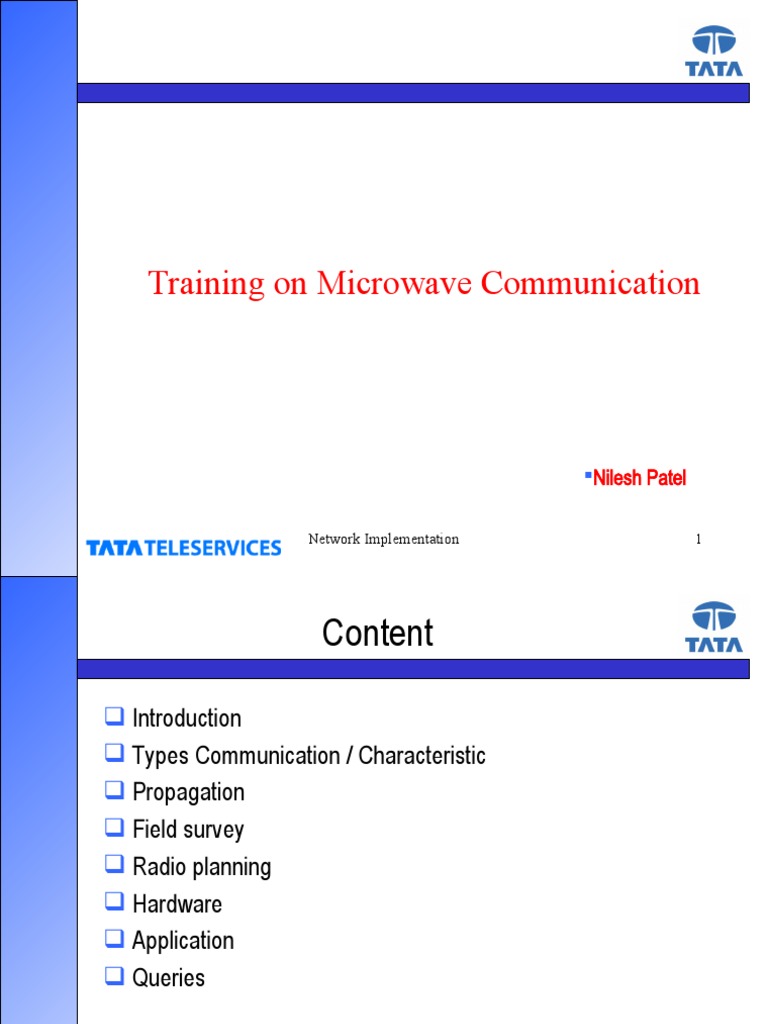 Training On Microwave Communication: Nilesh Patel | PDF | Modulation | Electromagnetic Interference