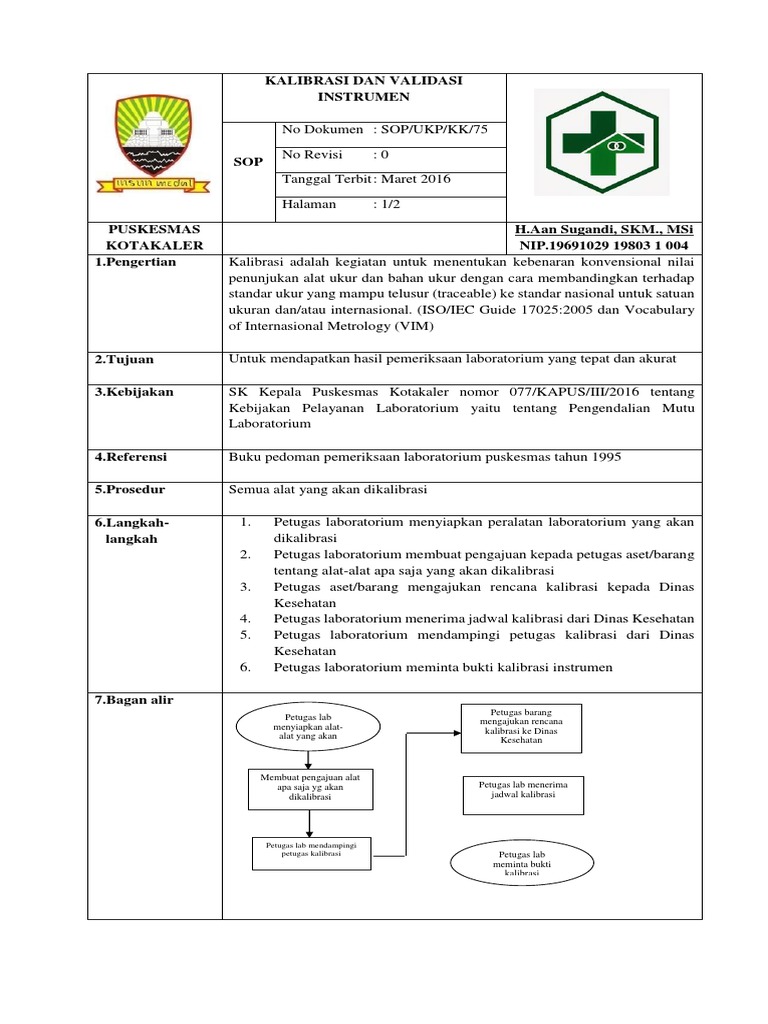 Sop Kalibrasi Dan Validasi Instrumen | PDF