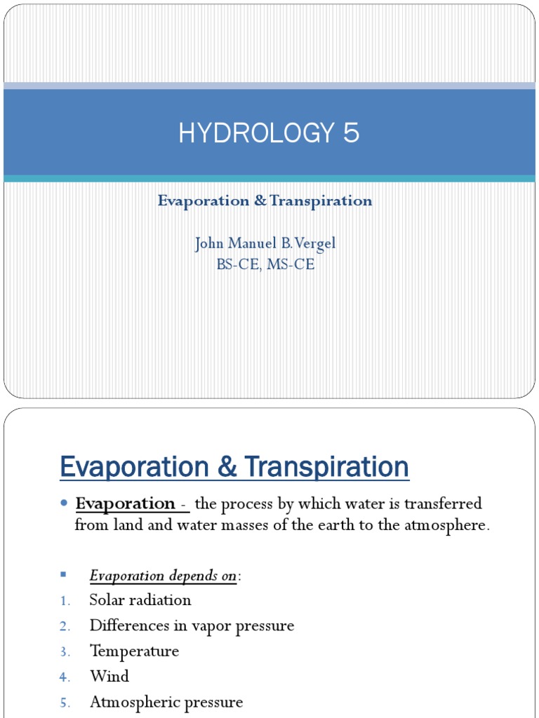 Hydrology 5 PDF | PDF | Evaporation | Latent Heat