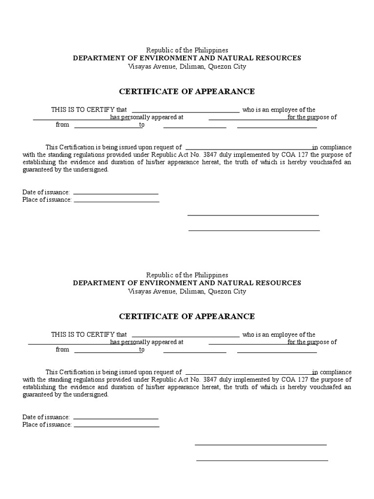 Certificate of Appearance | PDF | Social Institutions | Social Science