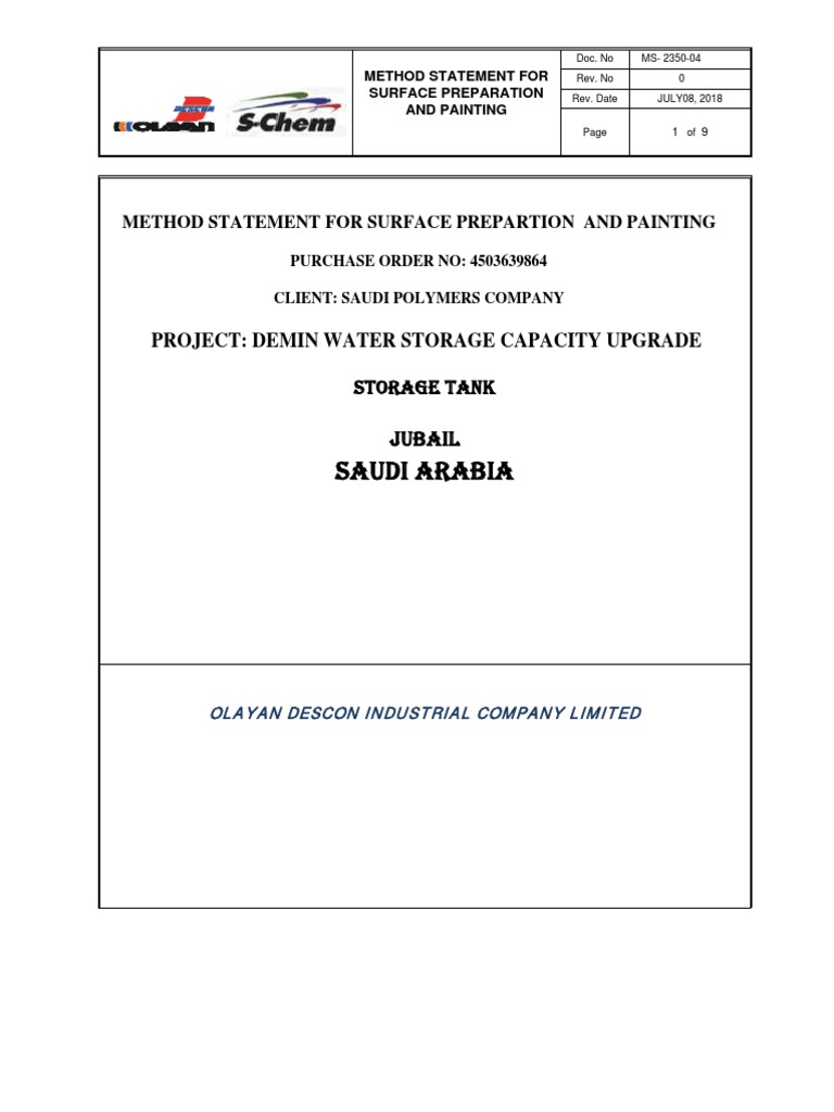 Method Statement For Surface Preparation Painting | PDF | Personal ...