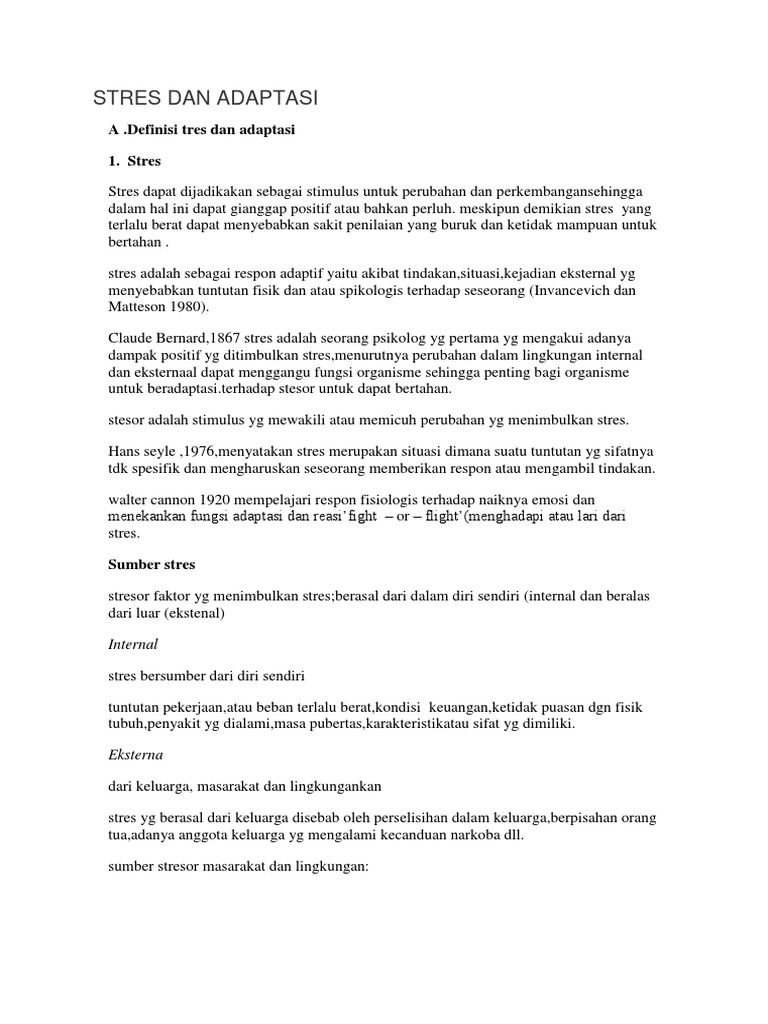 Stress Dan Adaptasi | PDF | Pengembangan Diri