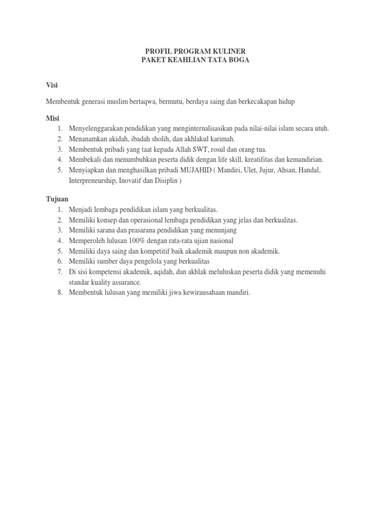 Program Keahlian Tata Boga | PDF | Seni