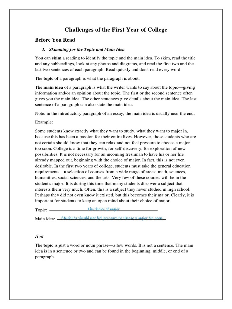 Challenges of The First Year of College | PDF | Paragraph | Pronoun
