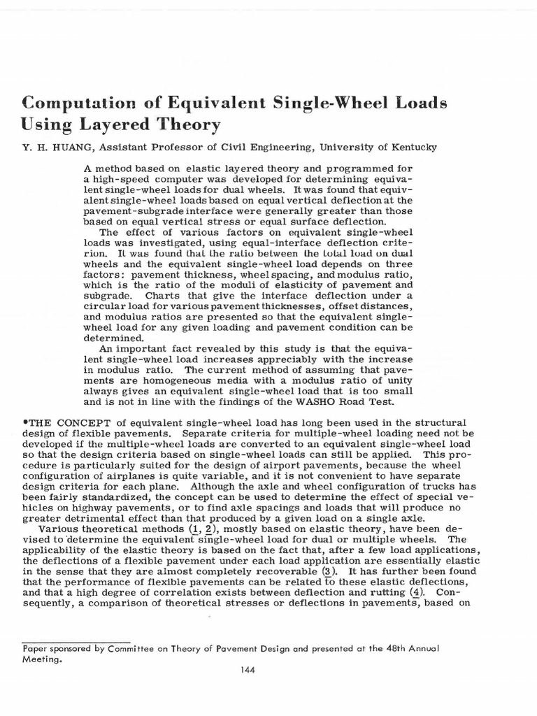 Theory: Computation of Equivalent Single-Wheel Loads Using Layered ...