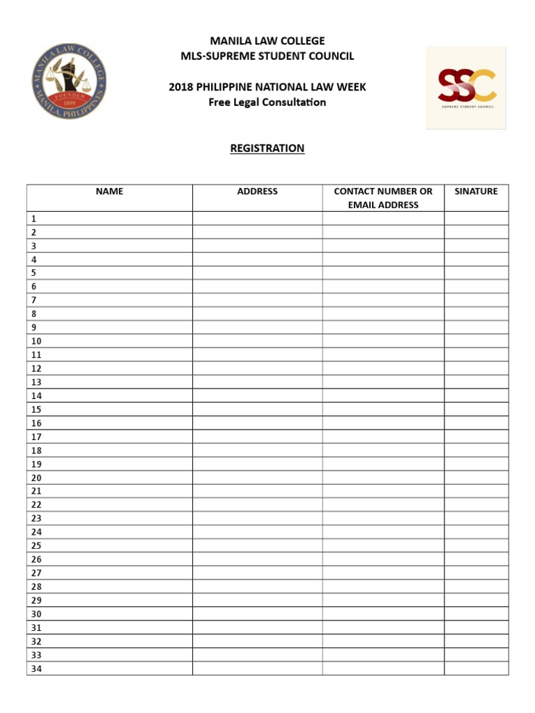 Legal Aid Registration Sheet | PDF