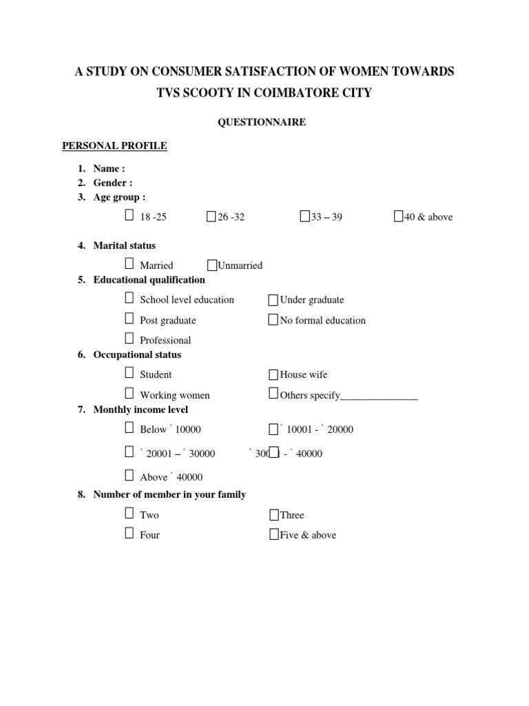 Finalized Questionnaire Hemalatha | PDF | Motorcycle