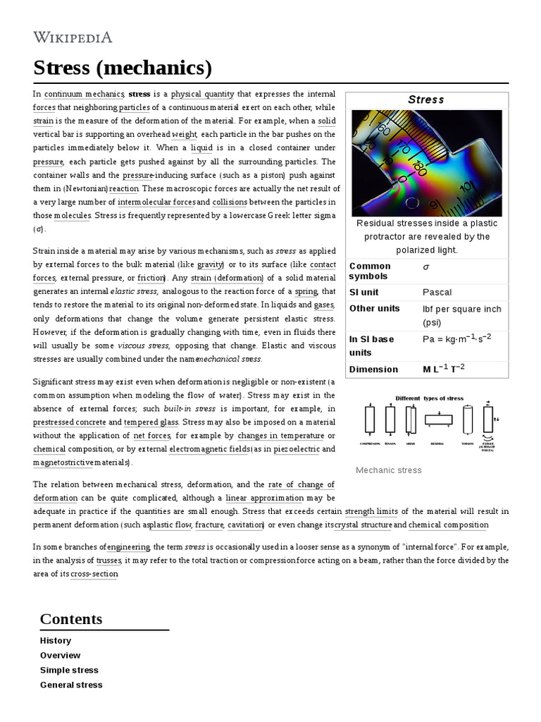 Stress (Mechanics) | PDF | Stress–Strain Analysis | Stress (Mechanics)