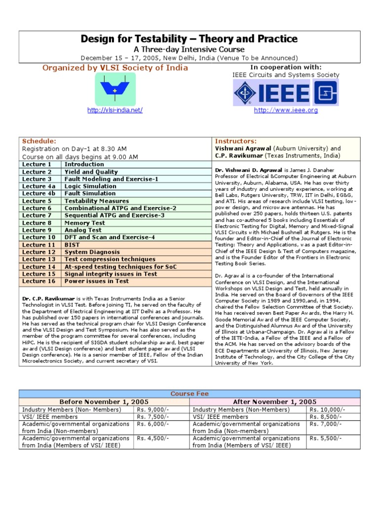 Design For Testability - Theory and Practice: Organized by VLSI Society ...