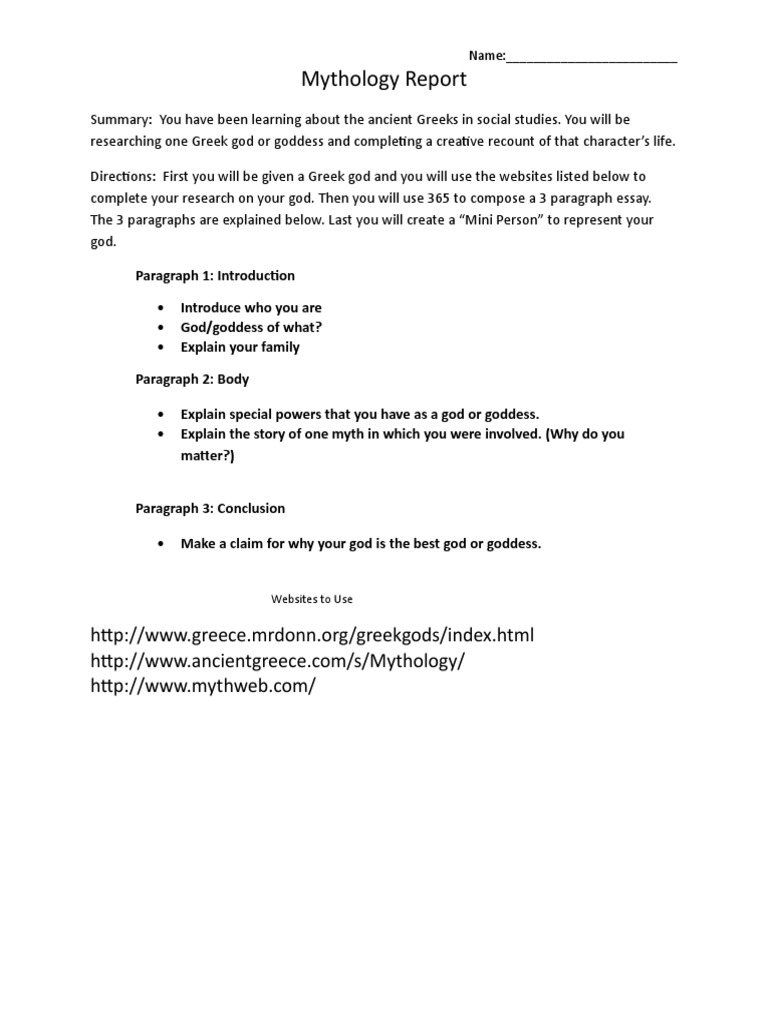 Mythology Report Brinker | PDF | Mythology | Greek Mythology