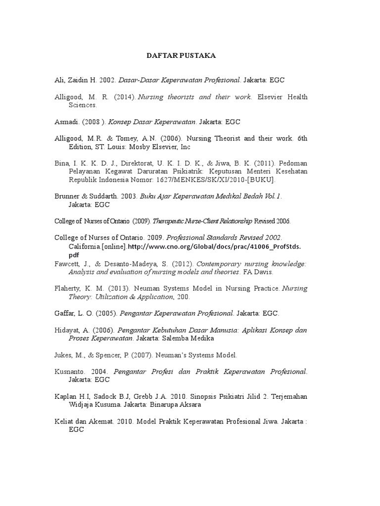 Daftar Pustaka: Analysis and Evaluation of Nursing Models and Theories ...