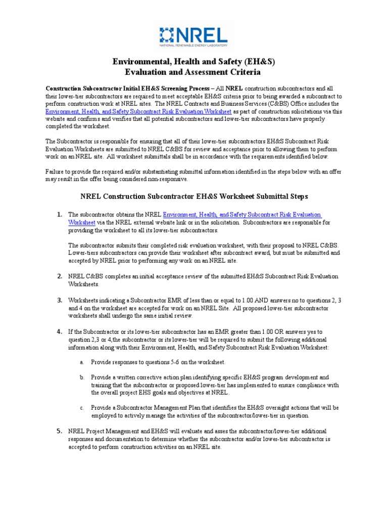 Construction Subcontractor Risk Eval Worksheet | PDF | Subcontractor ...