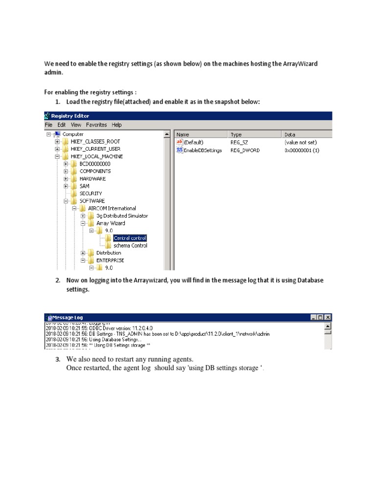 For Enabling The Registry Settings | PDF