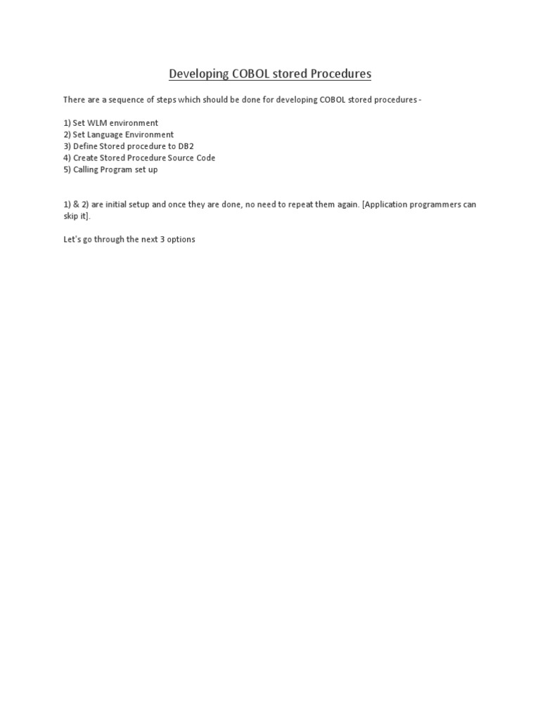 COBOL Stored Procedures Guide | PDF | Subroutine | Variable (Computer Science)
