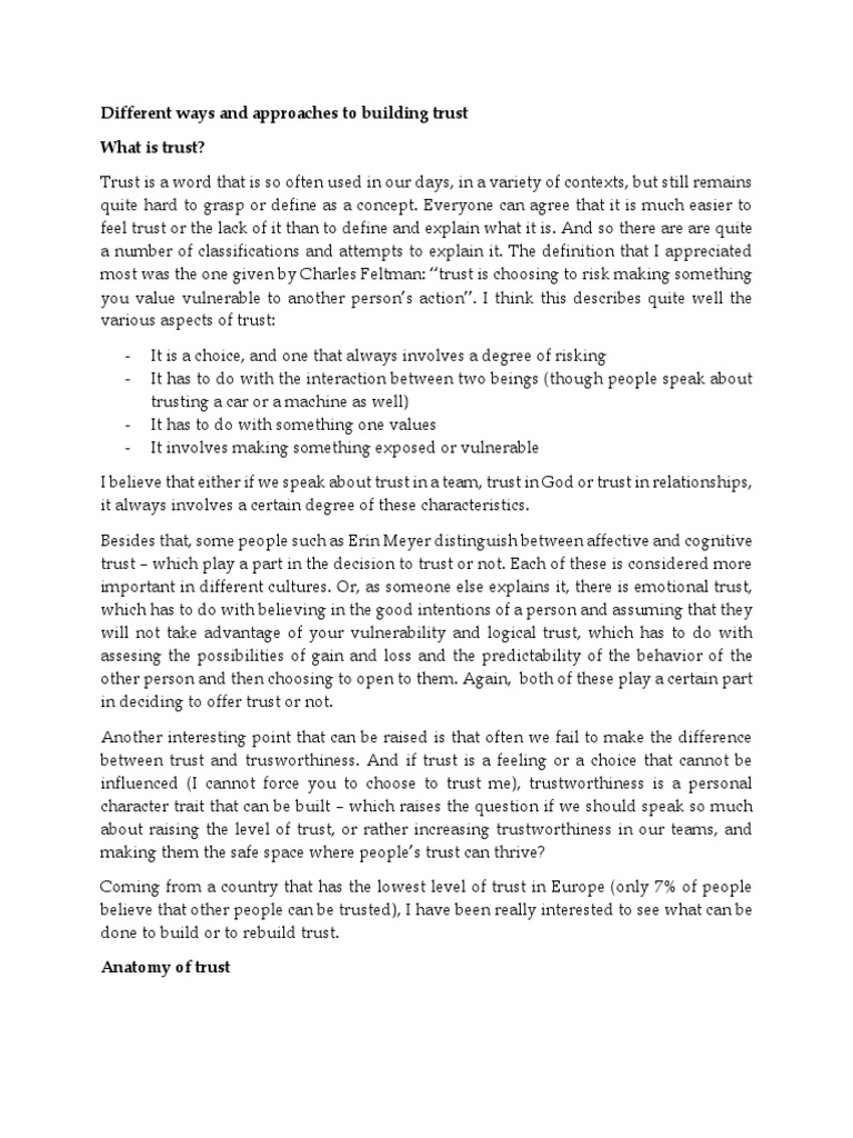 The Importance of Establishing and Building Trust in Your Team and How ...