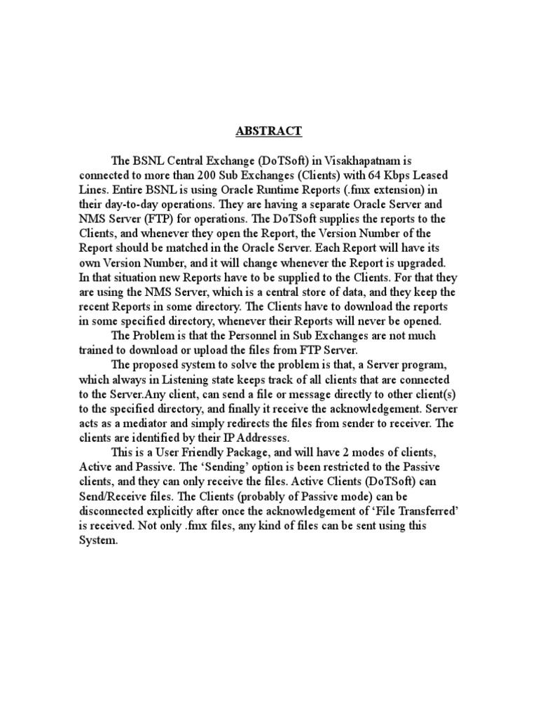 File Transfer And Chat Project Report Pdf Java Programming Language Server Computing