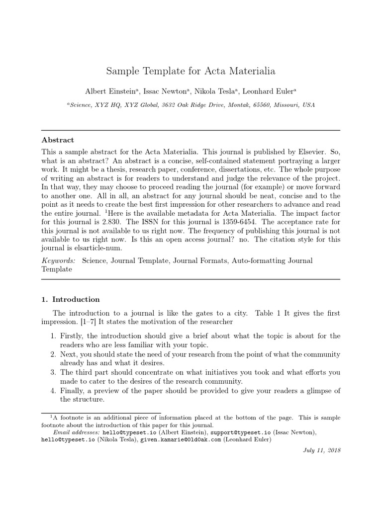 Acta Materialia Sample Template Guide | PDF | Logarithm | Physics
