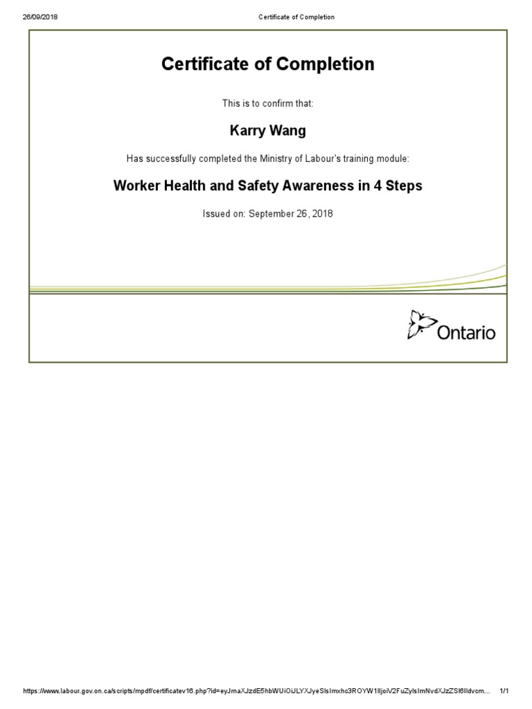 Certificate of Completion | PDF | Labor | Labor Relations