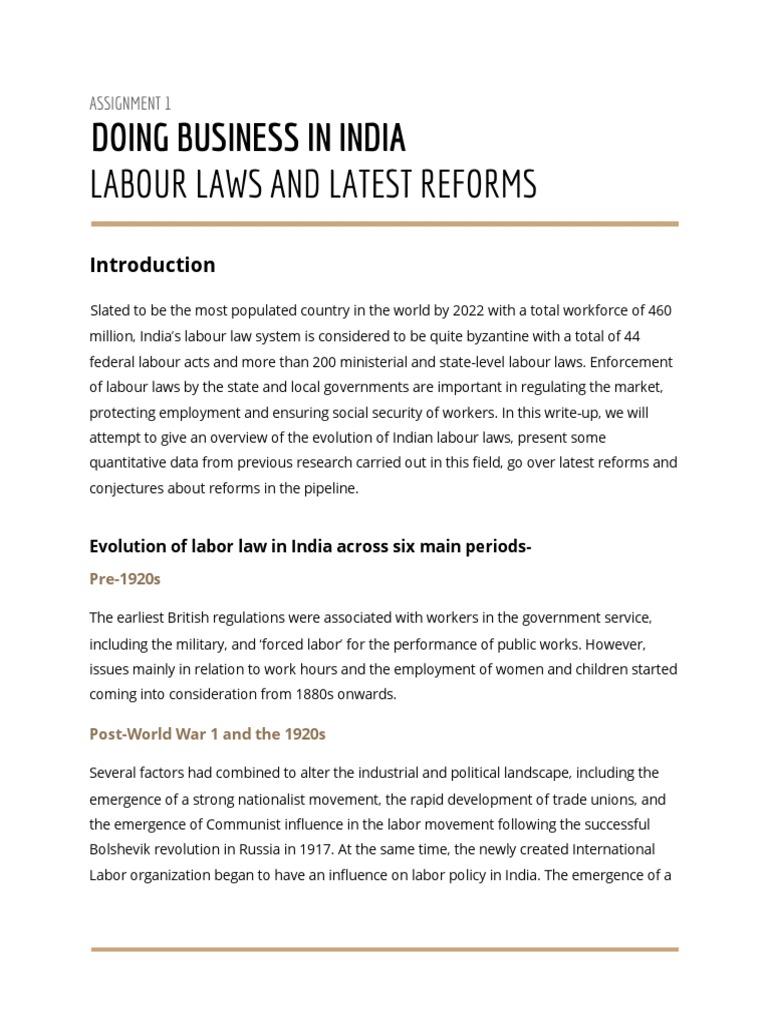 Dbi Report Labour Laws | PDF | Trade Union | Employment