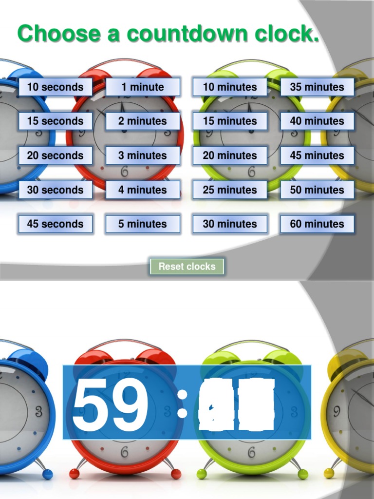 Choose A Countdown Clock.: 35 Minutes 10 Minutes 1 Minute 10 Seconds ...
