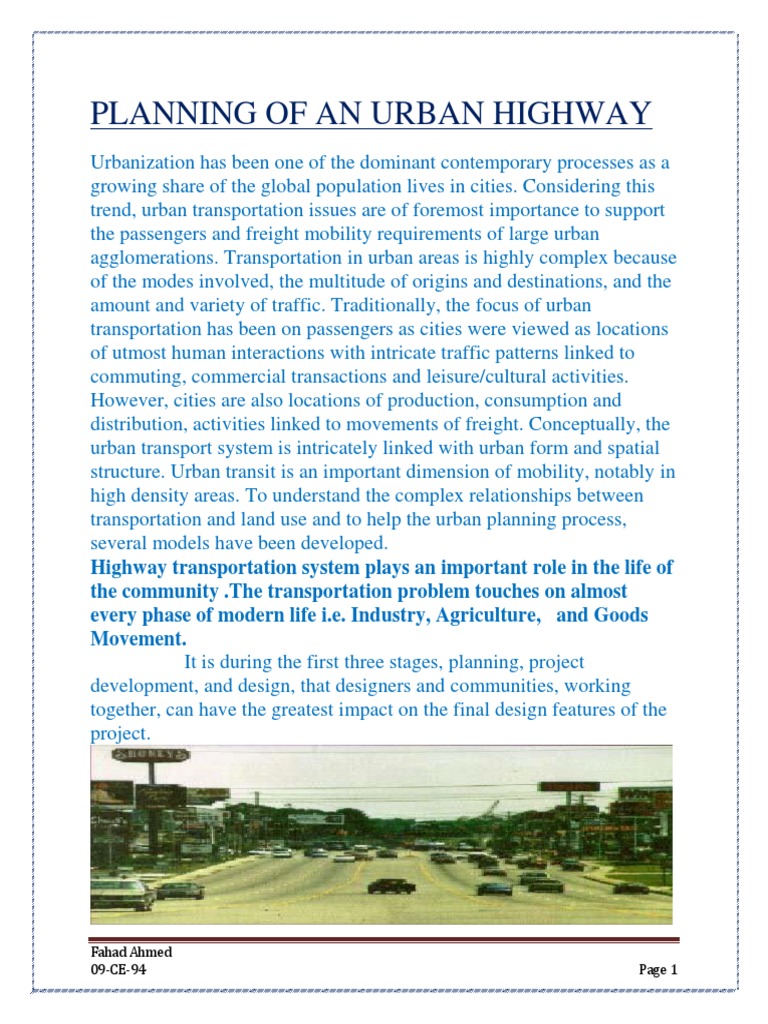 Planning of An Urban Highway | PDF | Road | Sidewalk